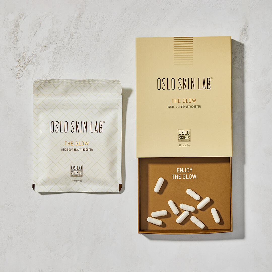 Produkty Oslo Skin Lab: The Solution Beauty Collagen, The Glow™, The Beauty Pearls™, Vitamín C a ...